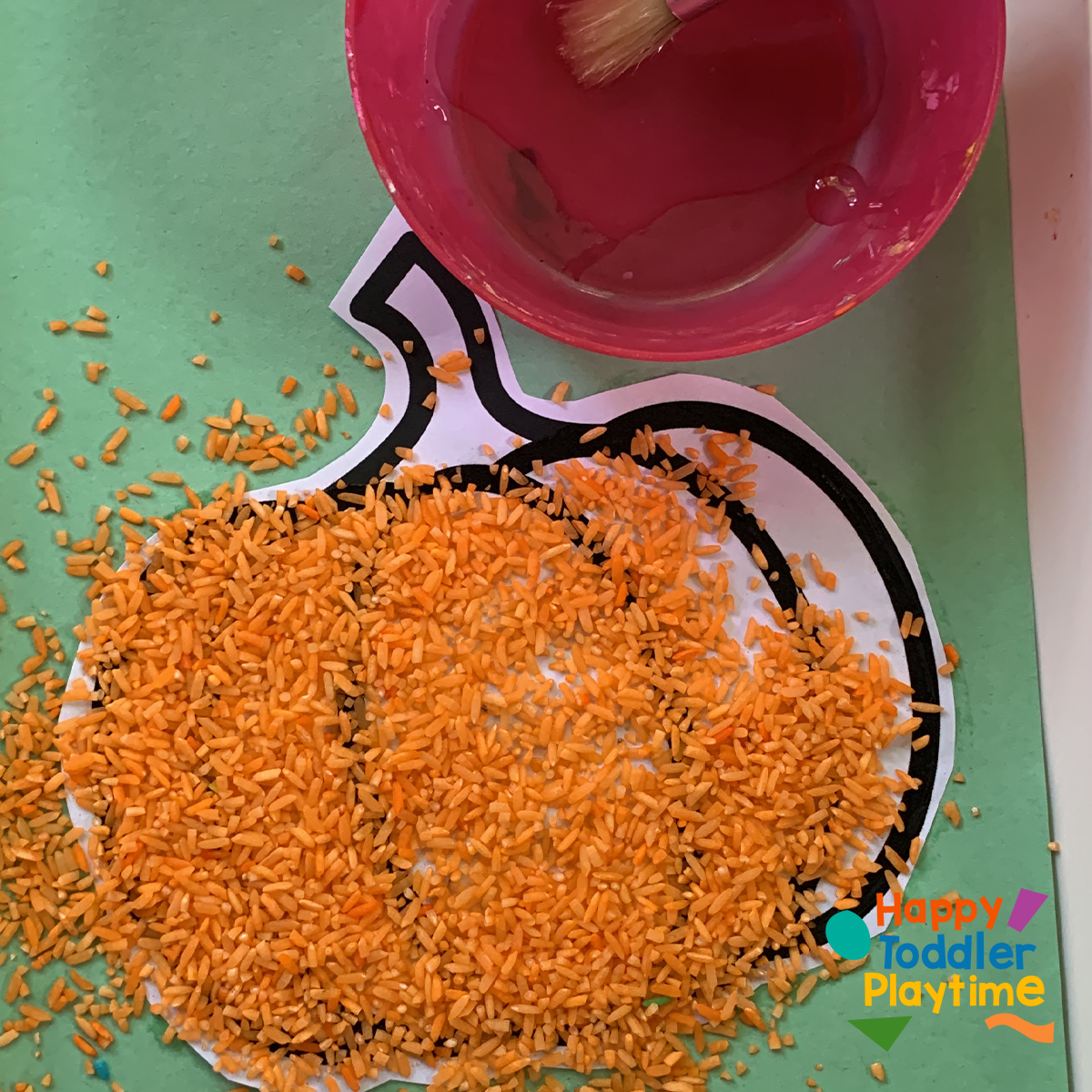 Rice Pumpkin Craft for Kids - Happy Toddler Playtime