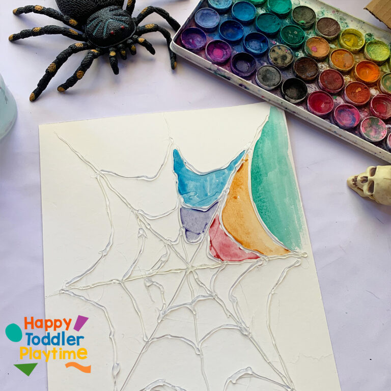 Hot Glue Spider Web Craft for Kids - Happy Toddler Playtime