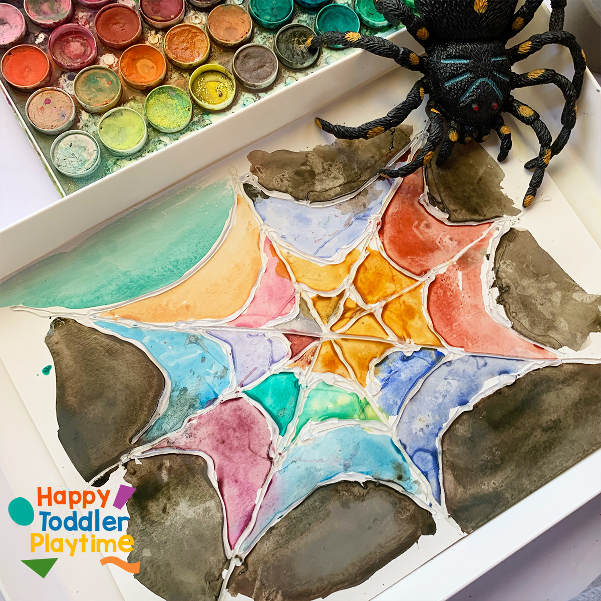 Hot Glue Spider Web Craft for Kids - Happy Toddler Playtime
