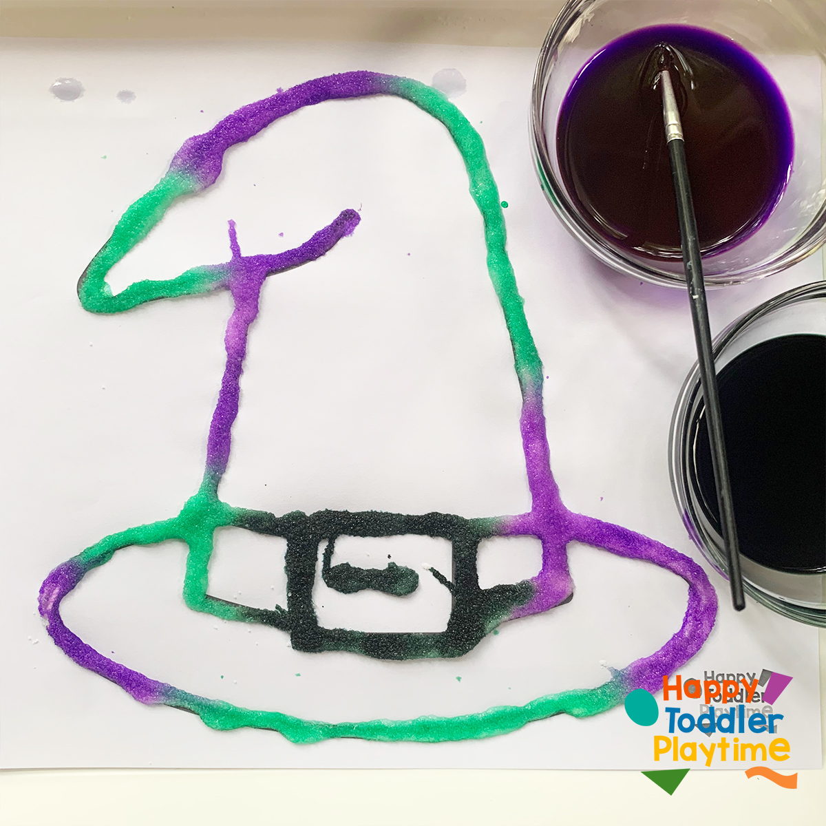 Salt Painted Witch Hat Craft for Kids - Happy Toddler Playtime