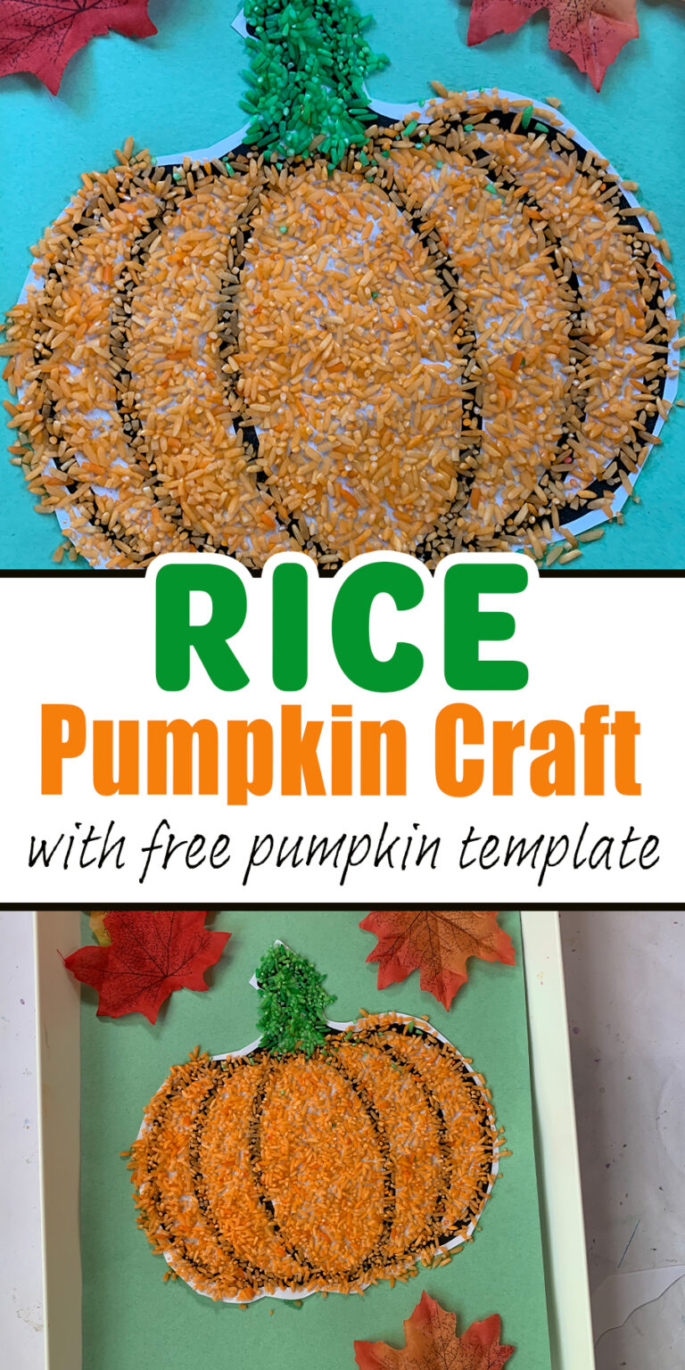 Rice Pumpkin Craft for Kids - Happy Toddler Playtime