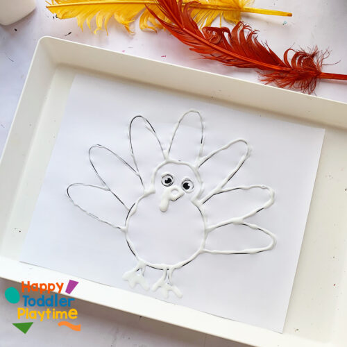 Salt Painted Turkey Craft with Free Turkey Template - Happy Toddler ...
