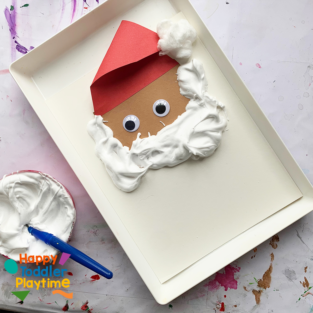 Puffy Paint Santa Craft for Kids - Happy Toddler Playtime
