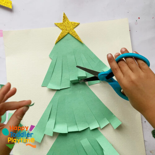 Trim the Christmas Tree Cutting Activity - Happy Toddler Playtime