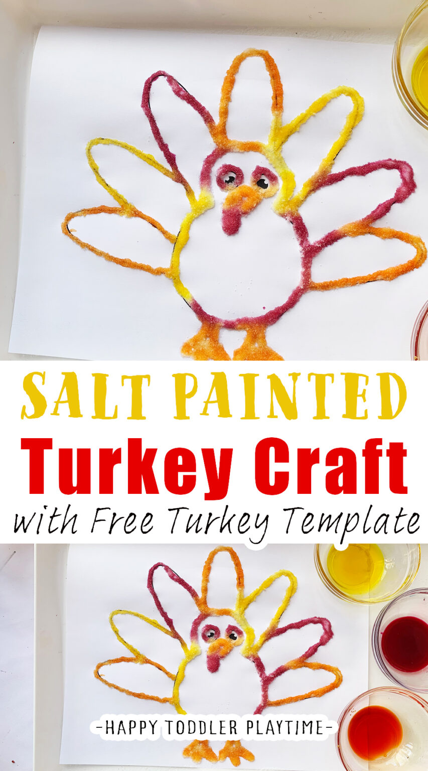 Salt Painted Turkey Craft with Free Turkey Template - Happy Toddler ...