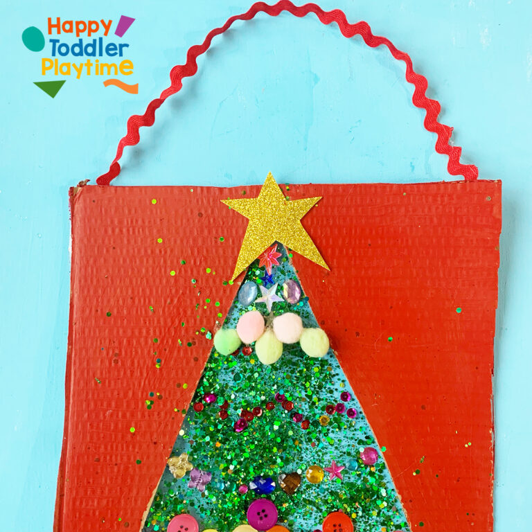 Sticky Christmas Tree Activity & Craft - Happy Toddler Playtime