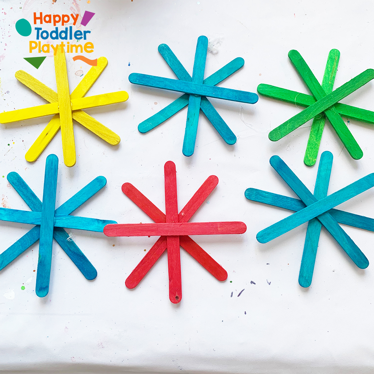 Popsicle Stick Snowflake Craft for Kids - Happy Toddler Playtime