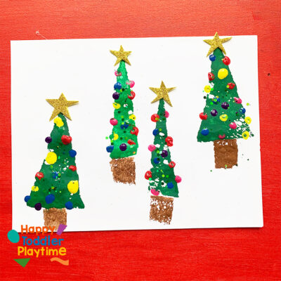 Sponge Painted Christmas Tree Craft - Happy Toddler Playtime