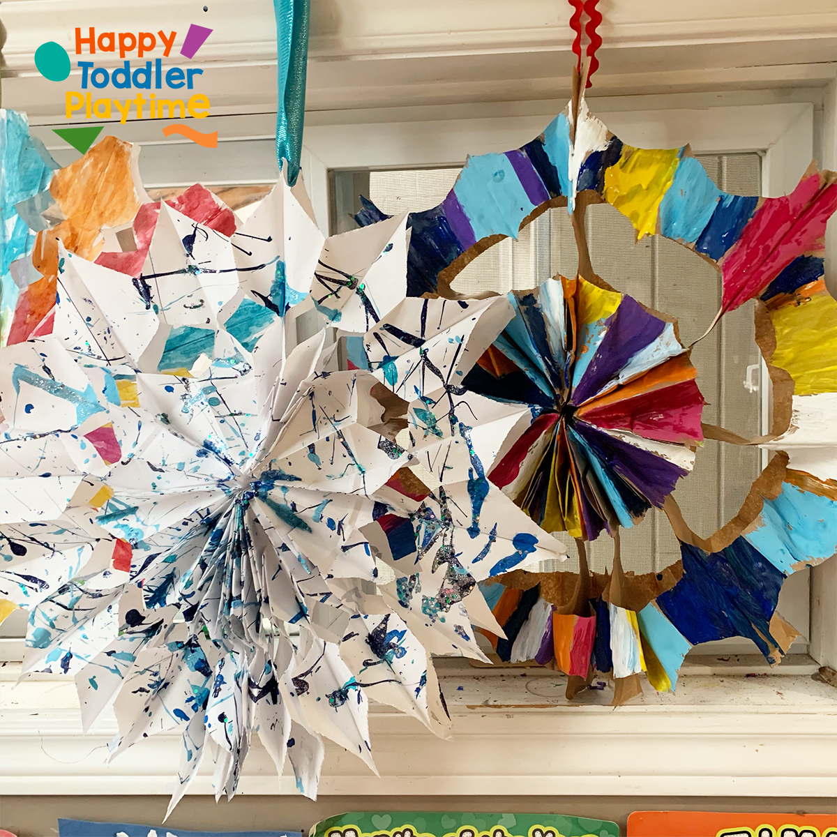 How to Make Giant Paper Bag Snowflakes for Kids - Happy Toddler Playtime