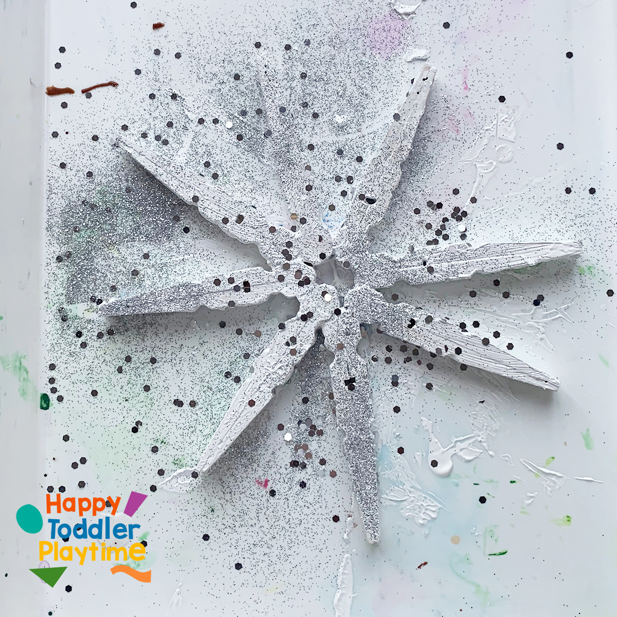 Clothespin Snowflake Craft for Kids - Happy Toddler Playtime