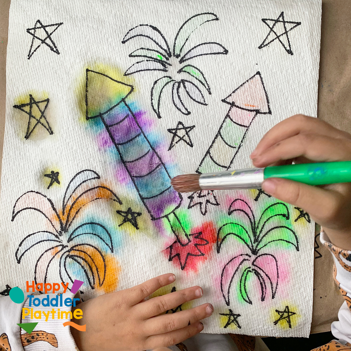 Fireworks Paper Towel Surprise Art - Happy Toddler Playtime