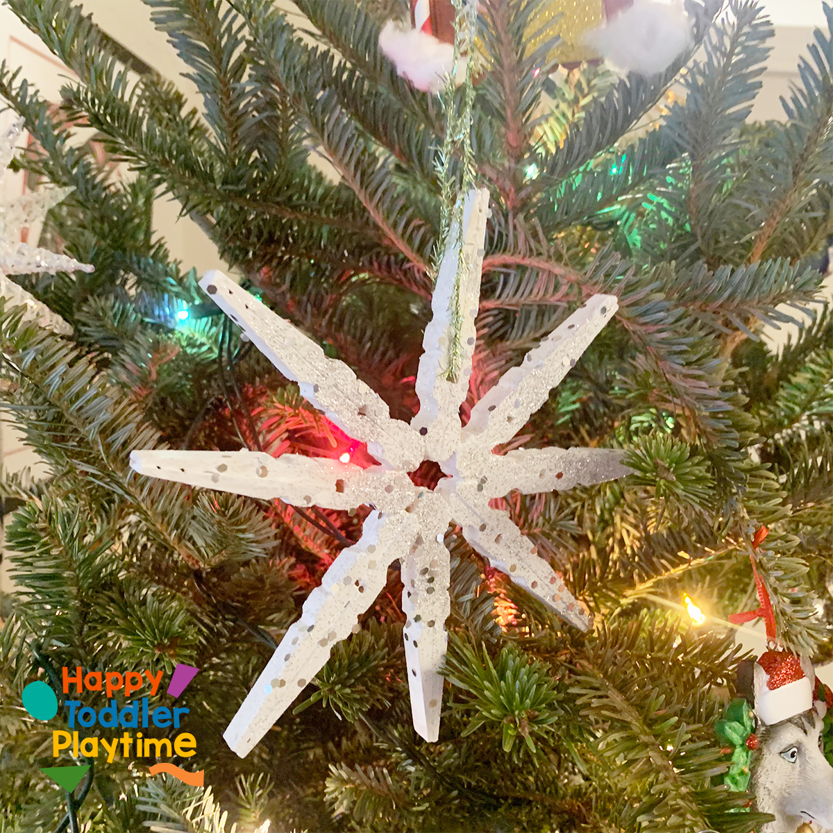 Clothespin Snowflake Craft for Kids - Happy Toddler Playtime