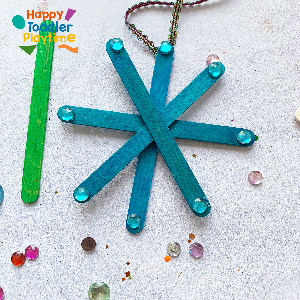 Popsicle Stick Snowflake Craft for Kids - Happy Toddler Playtime