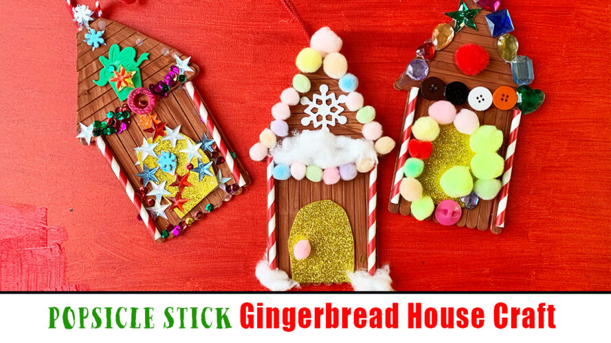 Popsicle Stick Gingerbread House Craft for Kids - Happy Toddler Playtime