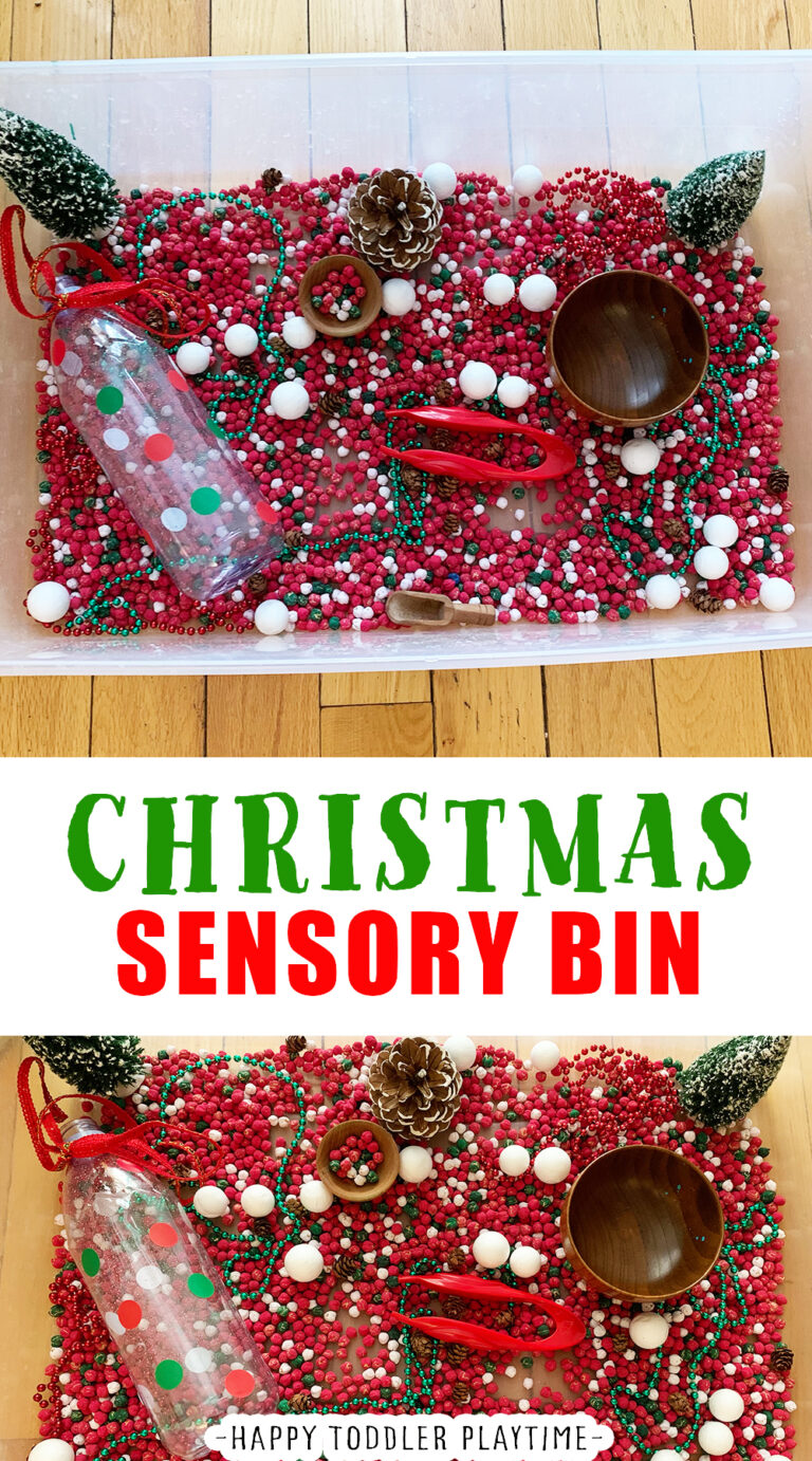 Christmas Chickpea Sensory Bin - Happy Toddler Playtime