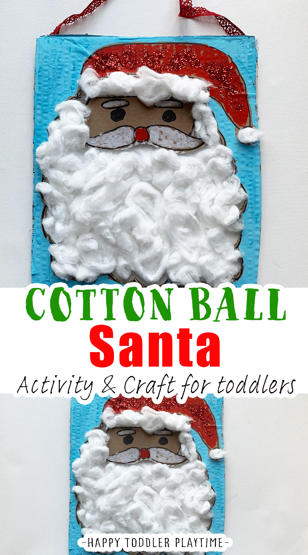 Cotton Ball Santa Fine Motor Craft & Activity - Happy Toddler Playtime