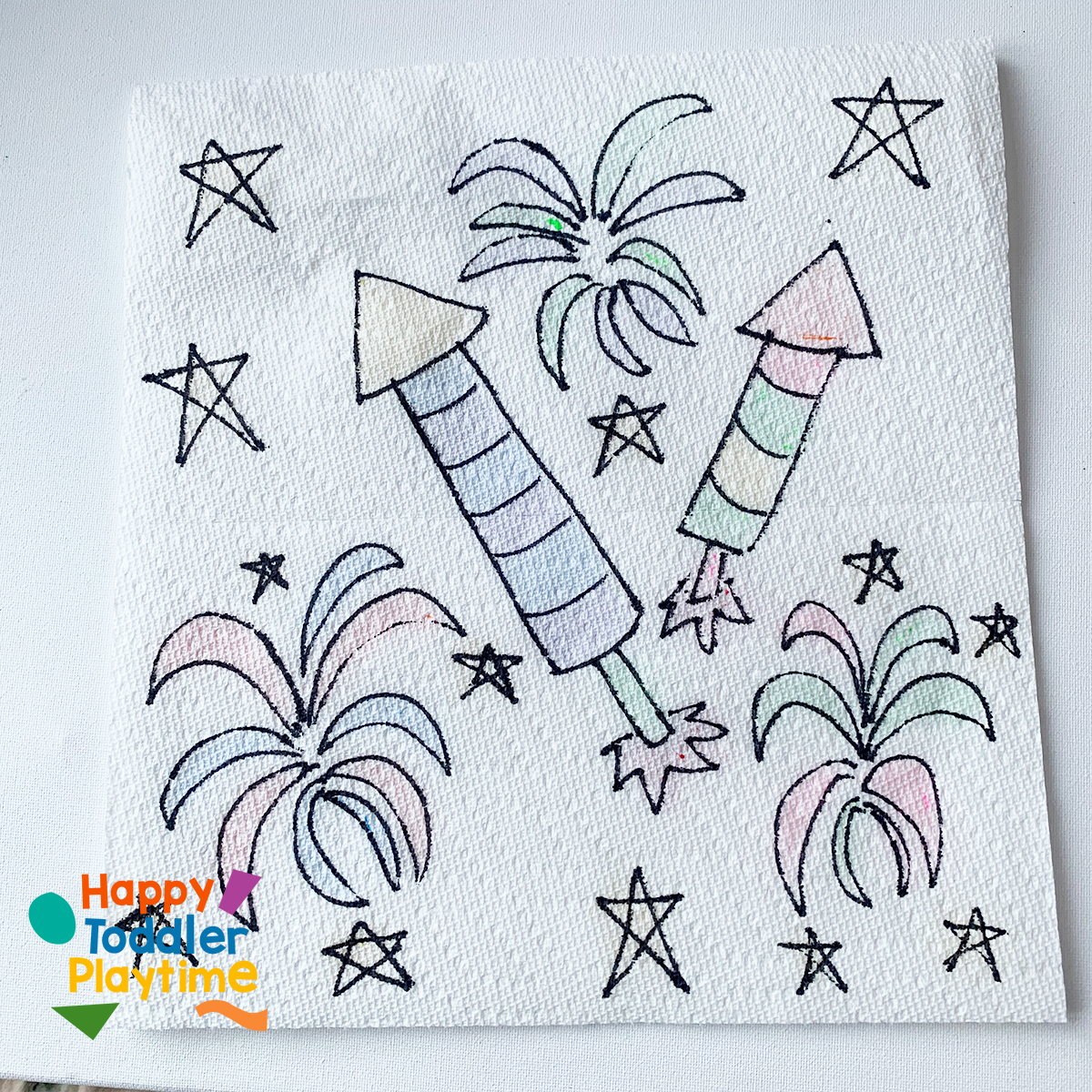 Fireworks Paper Towel Surprise Art - Happy Toddler Playtime