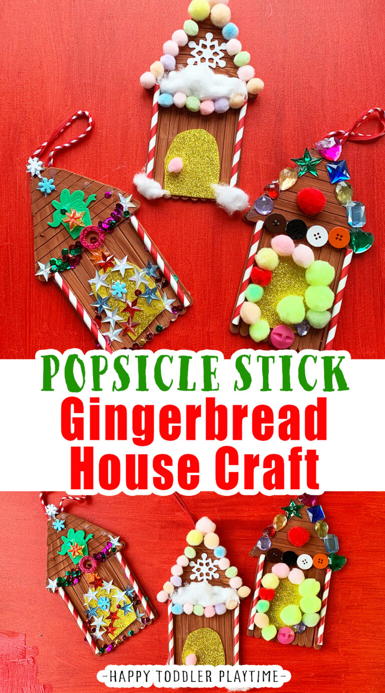 Popsicle Stick Gingerbread House Craft for Kids - Happy Toddler Playtime