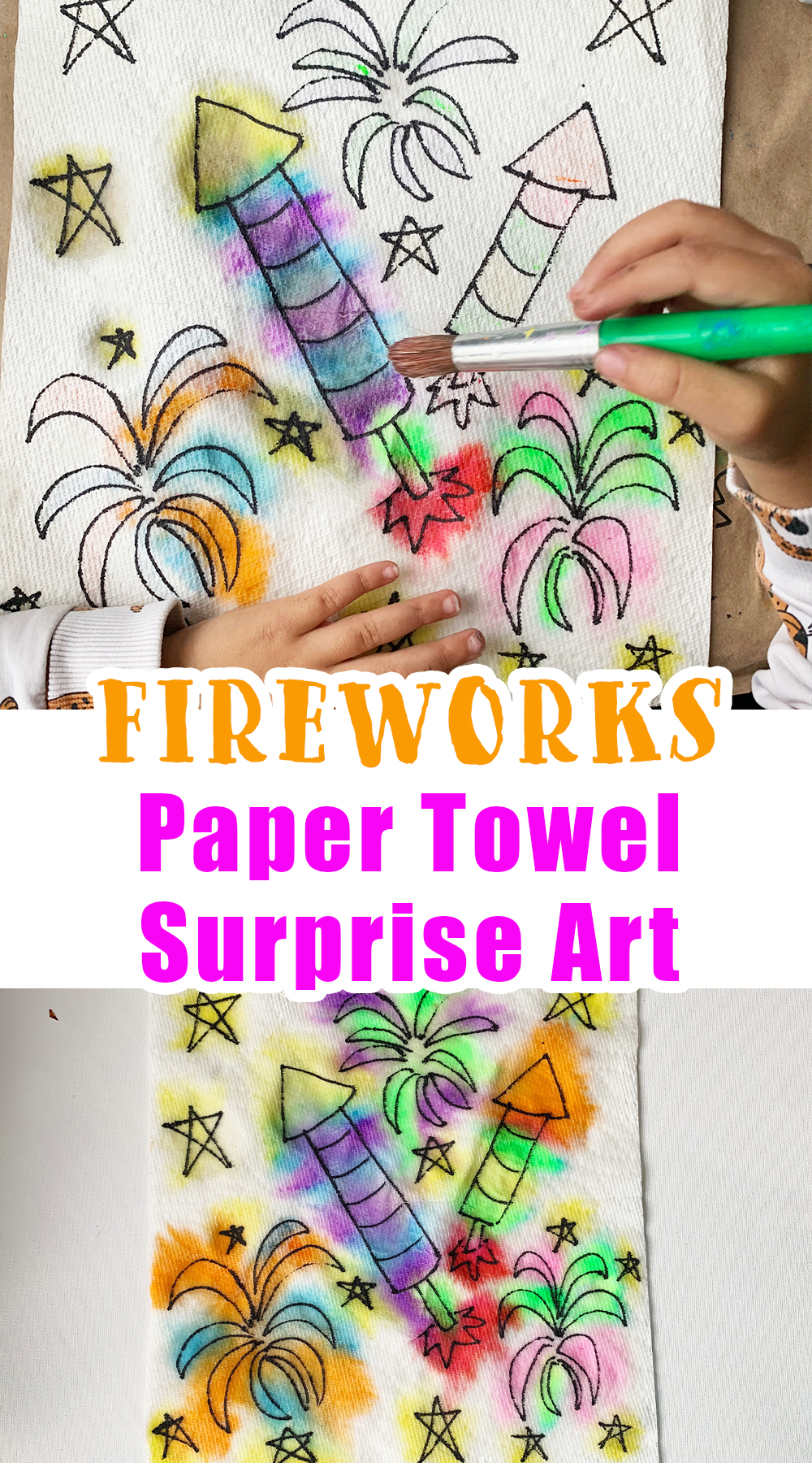 Fireworks Paper Towel Surprise Art - Happy Toddler Playtime