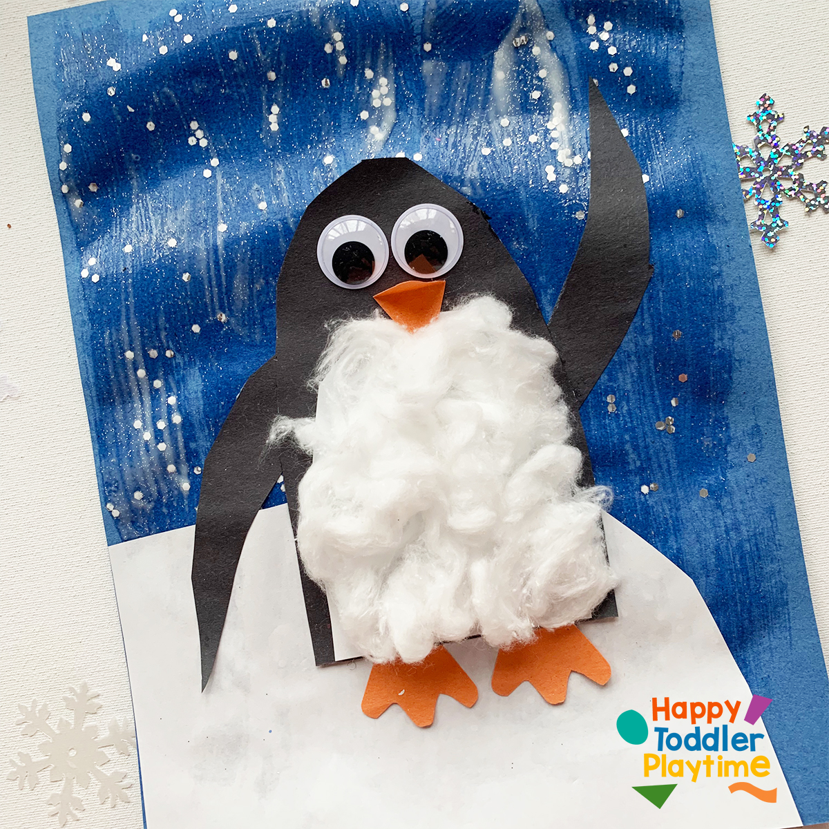Adorable Glitter Snow Penguin Craft For Kids - Happy Toddler Playtime