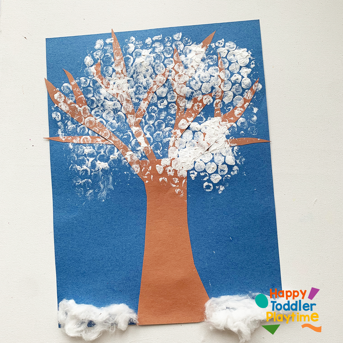 Bubble Wrap Winter Tree Craft for Kids - Happy Toddler Playtime