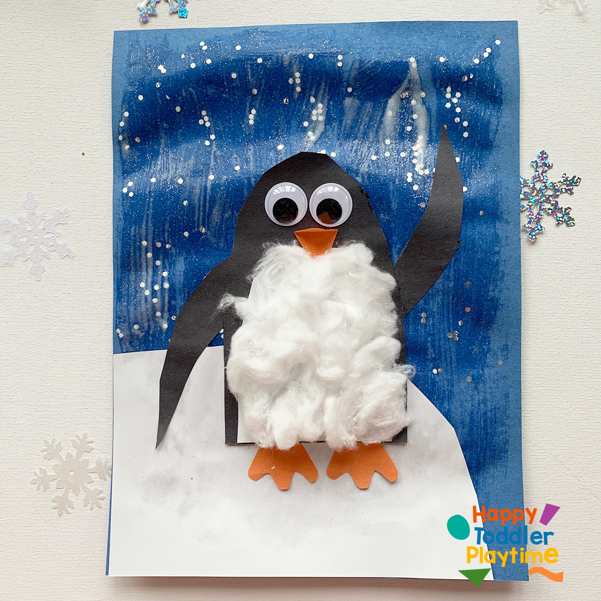 Adorable Glitter Snow Penguin Craft For Kids - Happy Toddler Playtime