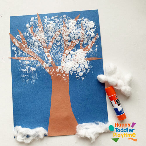 Bubble Wrap Winter Tree Craft for Kids - Happy Toddler Playtime