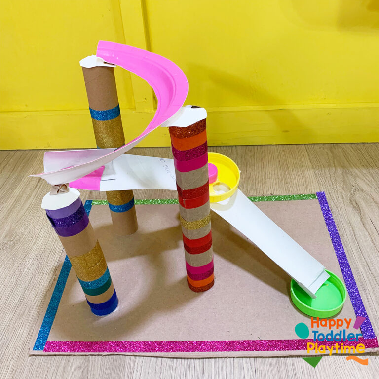 Cardboard Marble Run Craft for Kids - Happy Toddler Playtime