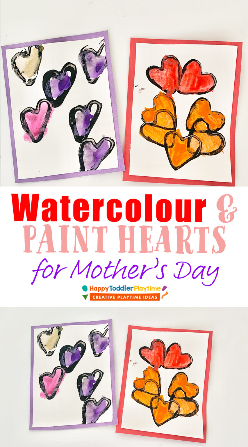 Stunning Watercolor and Paint Hearts Card Craft - Happy Toddler Playtime