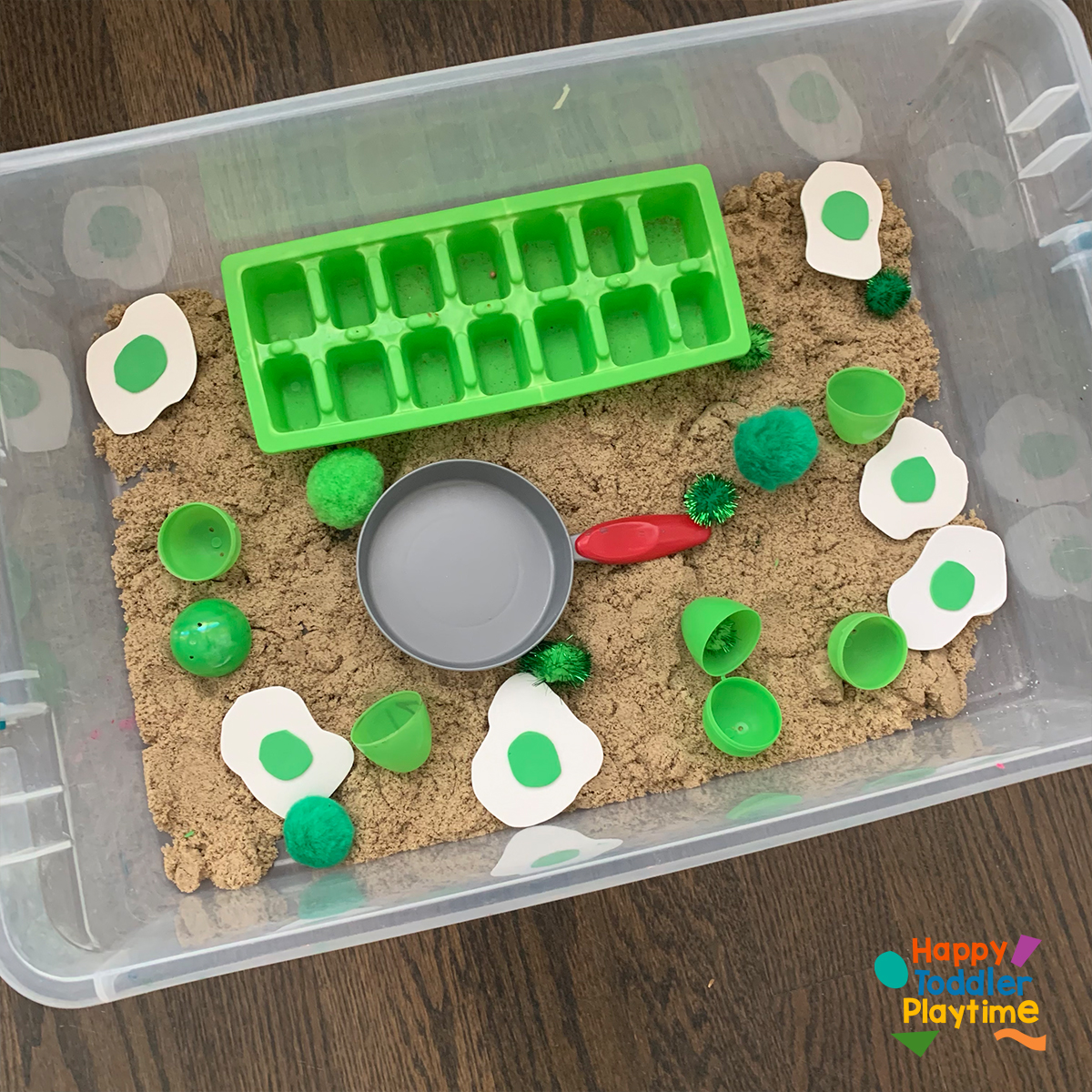 Green Eggs and Ham Sensory Bin Inspired by Dr Seuss - Happy Toddler ...