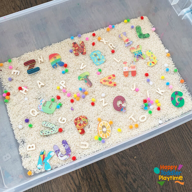 ABC Sensory Bin Inspired by Dr Seuss - Happy Toddler Playtime