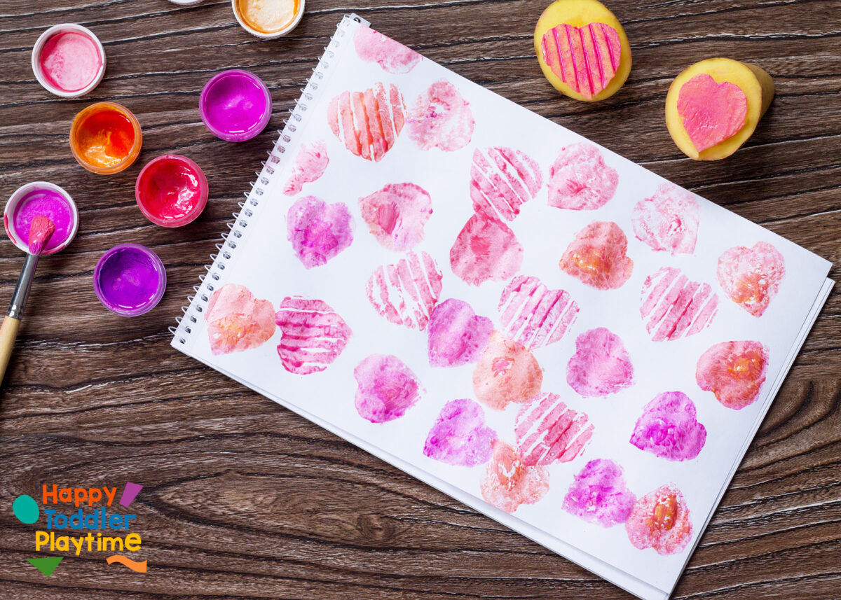 Potato Heart Stamps Craft for Kids - Happy Toddler Playtime