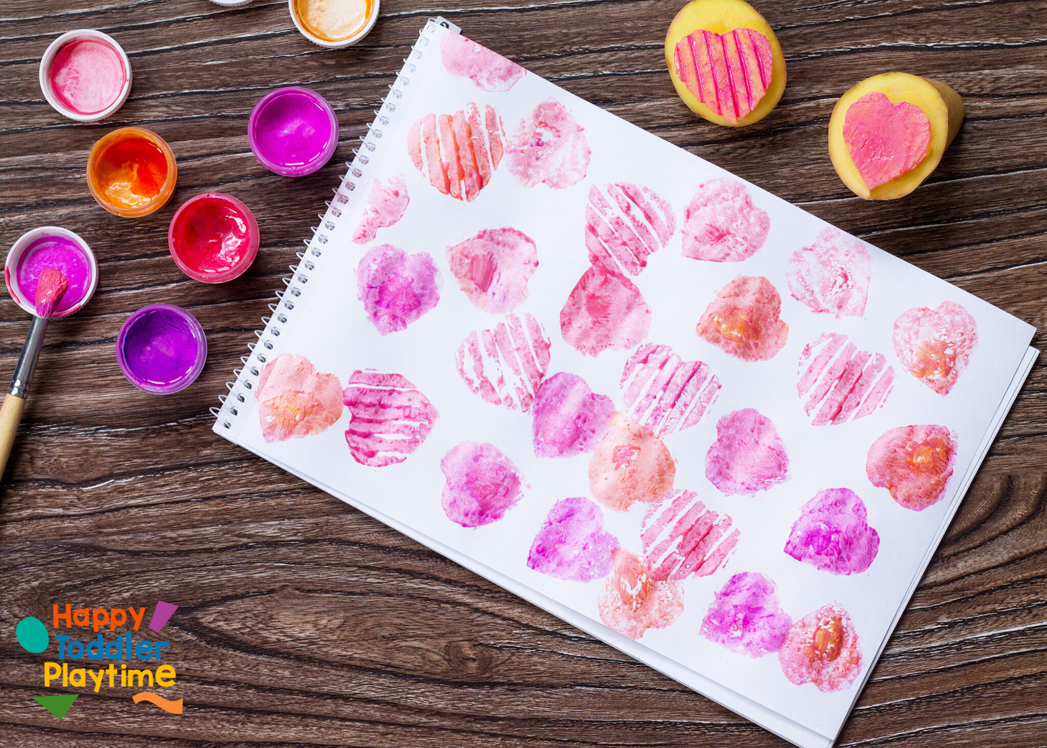 Potato Heart Stamps Craft for Kids - Happy Toddler Playtime