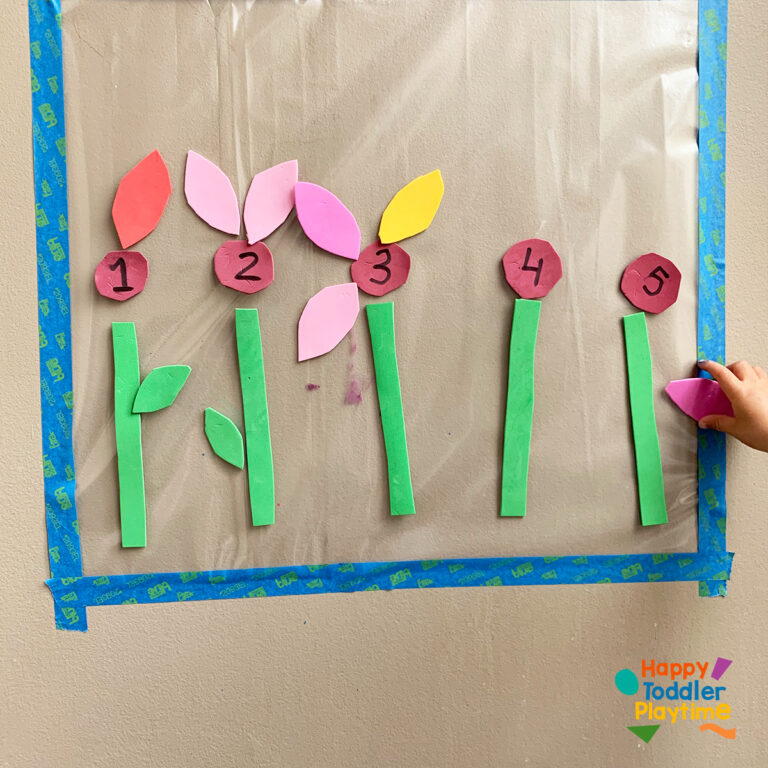 Flower Counting Sticky Wall - Happy Toddler Playtime