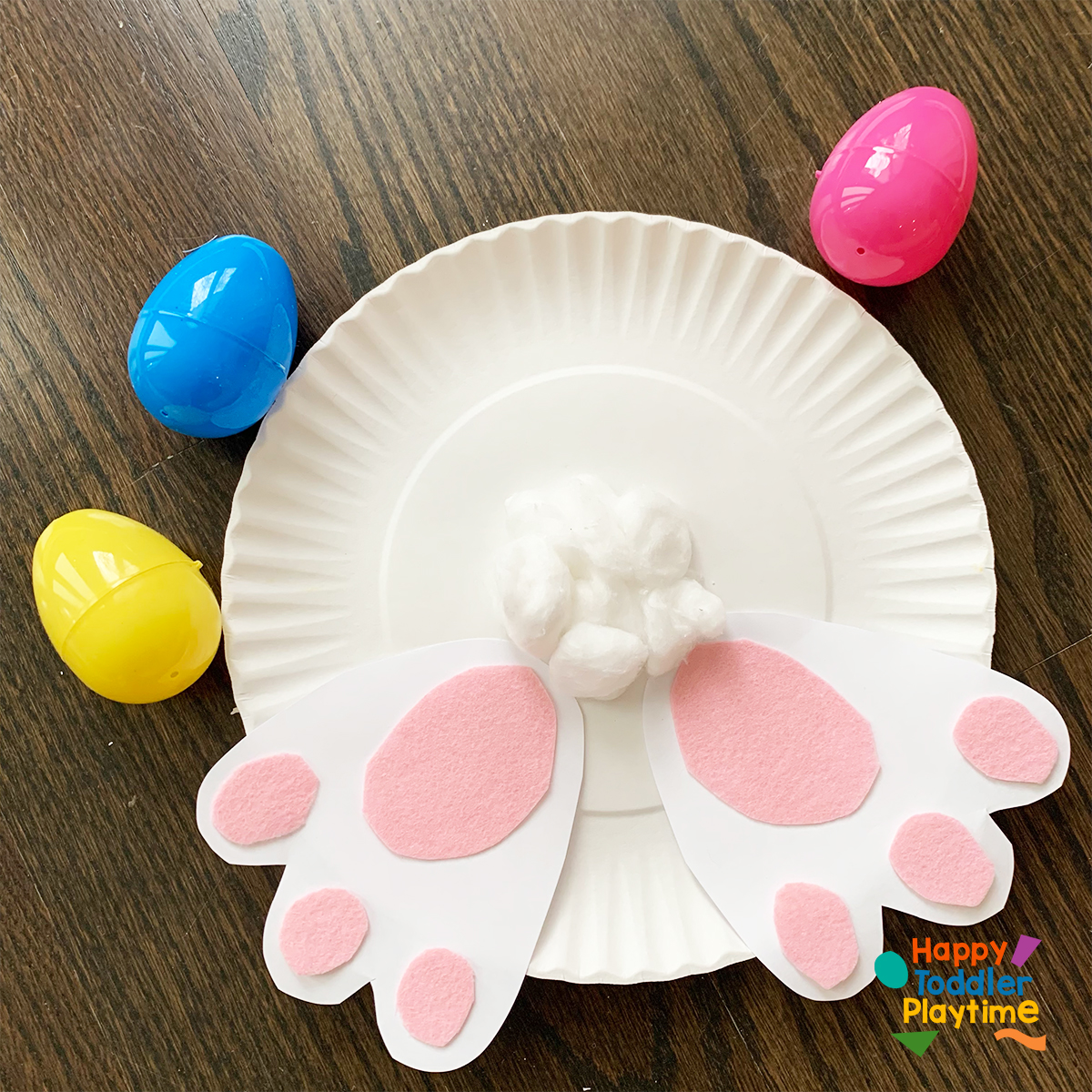 Paper Plate Easter Bunny Butt Craft - Happy Toddler Playtime