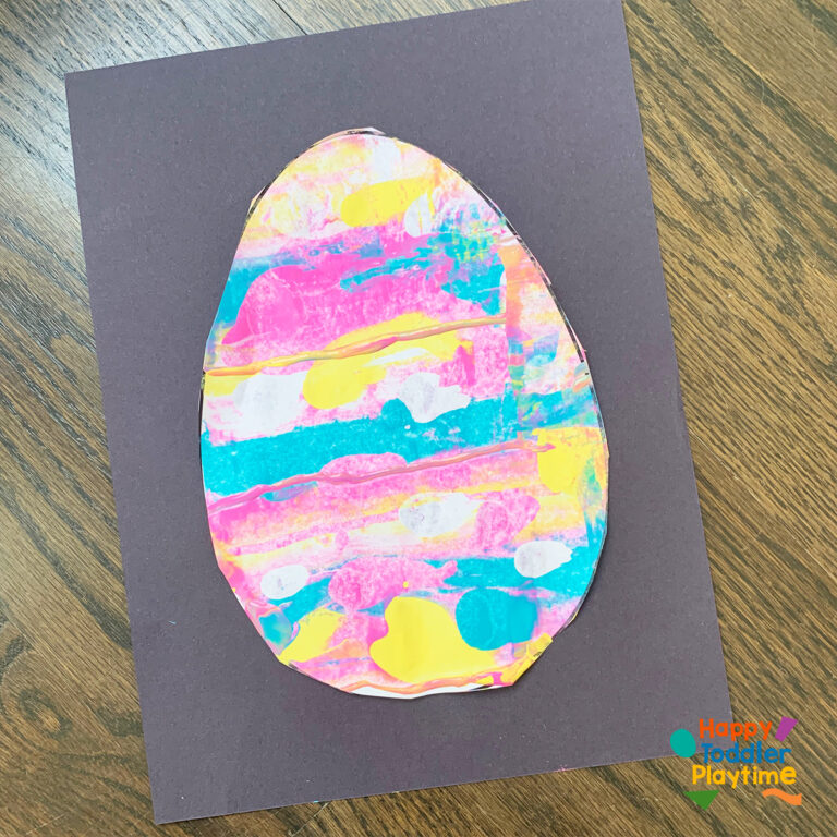 Scrape Painted Easter Egg Craft with free egg template - Happy Toddler ...