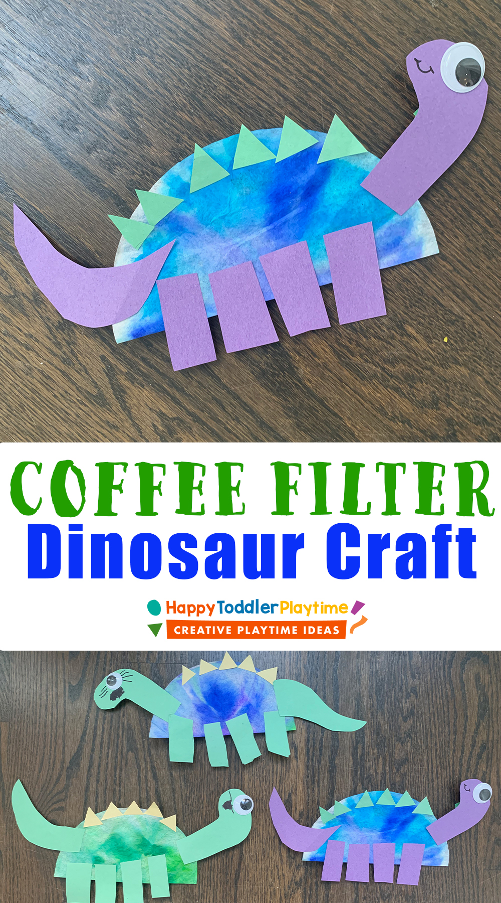 Coffee Filter Dinosaur Craft - Happy Toddler Playtime