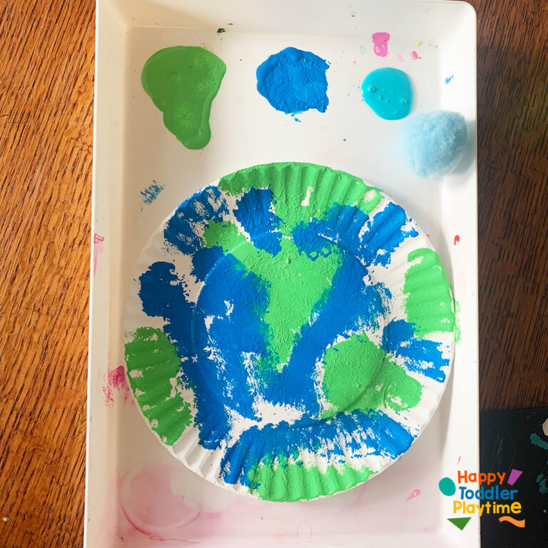 Pom Pom Painted Earth Day Craft - Happy Toddler Playtime