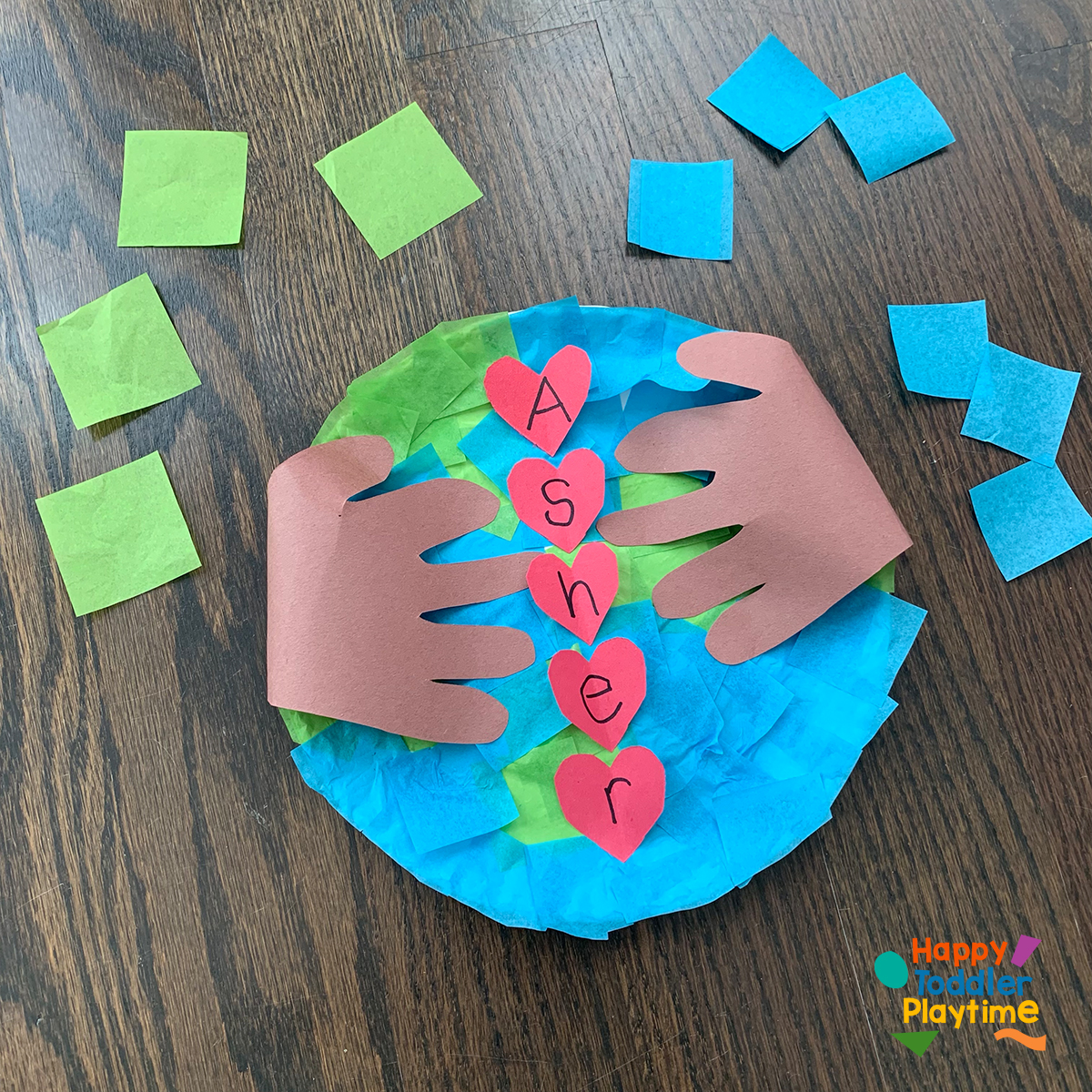 Earth Day Name Craft for Preschoolers - Happy Toddler Playtime