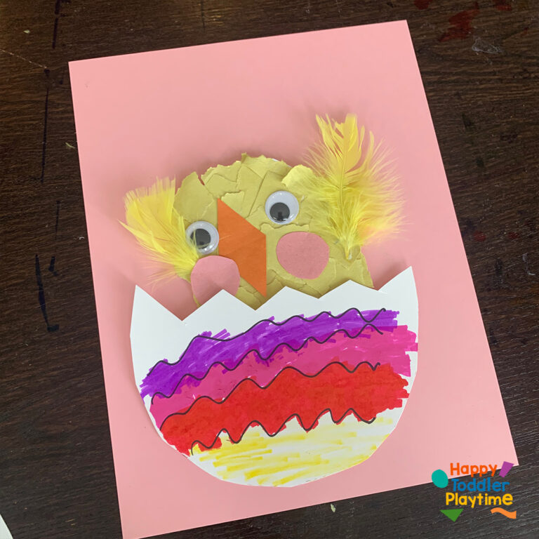 Torn Paper Hatching Easter Chick Craft - Happy Toddler Playtime