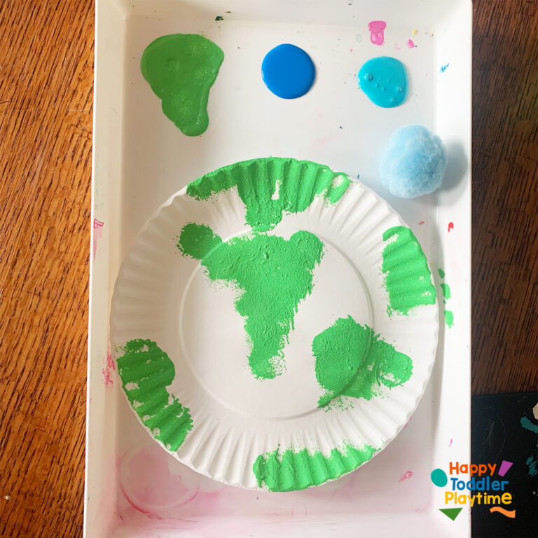 Pom Pom Painted Earth Day Craft - Happy Toddler Playtime