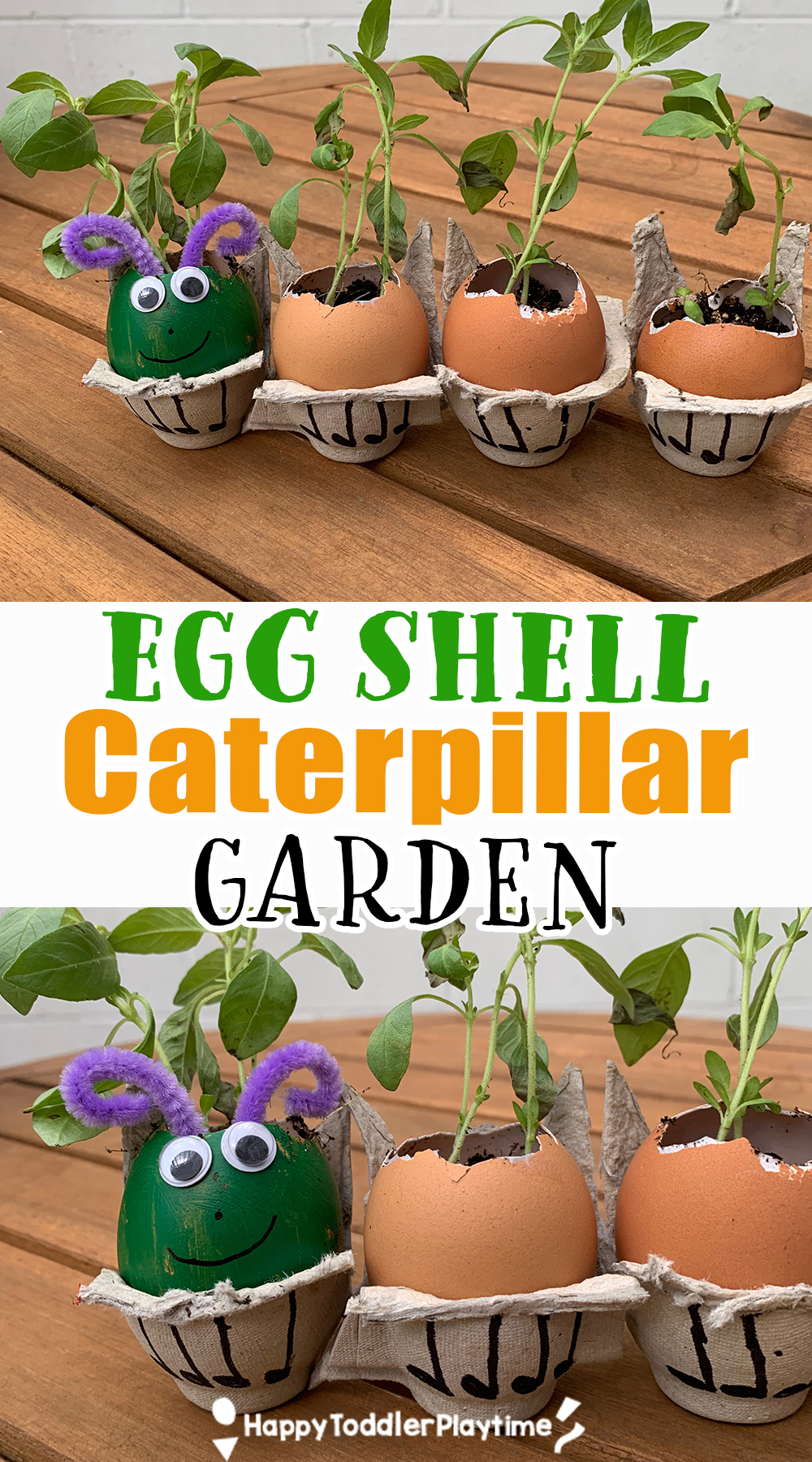 Eggshell Caterpillar Garden: STEAM Craft for Kids - Happy Toddler Playtime