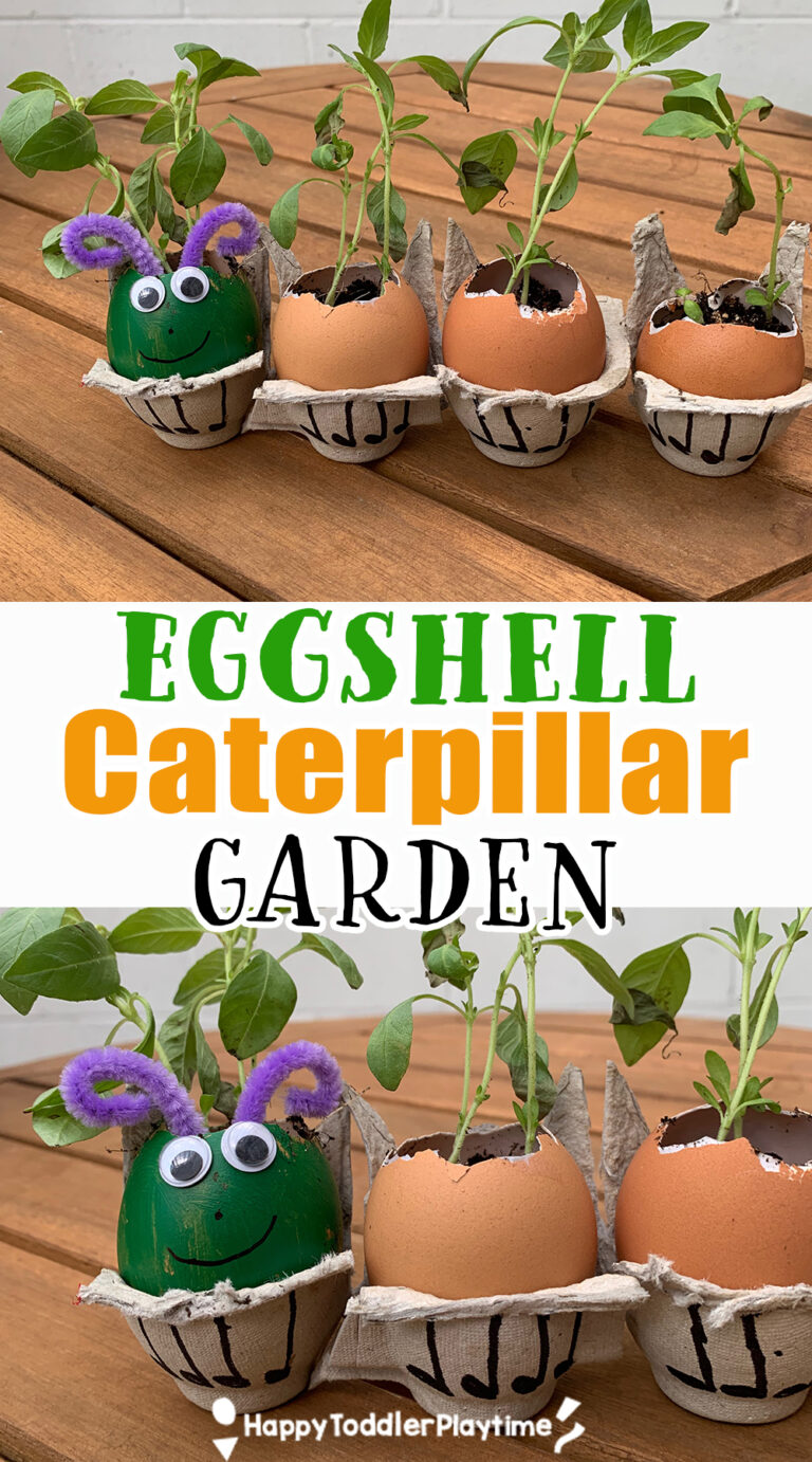 Eggshell Caterpillar Garden: STEAM Craft for Kids - Happy Toddler Playtime