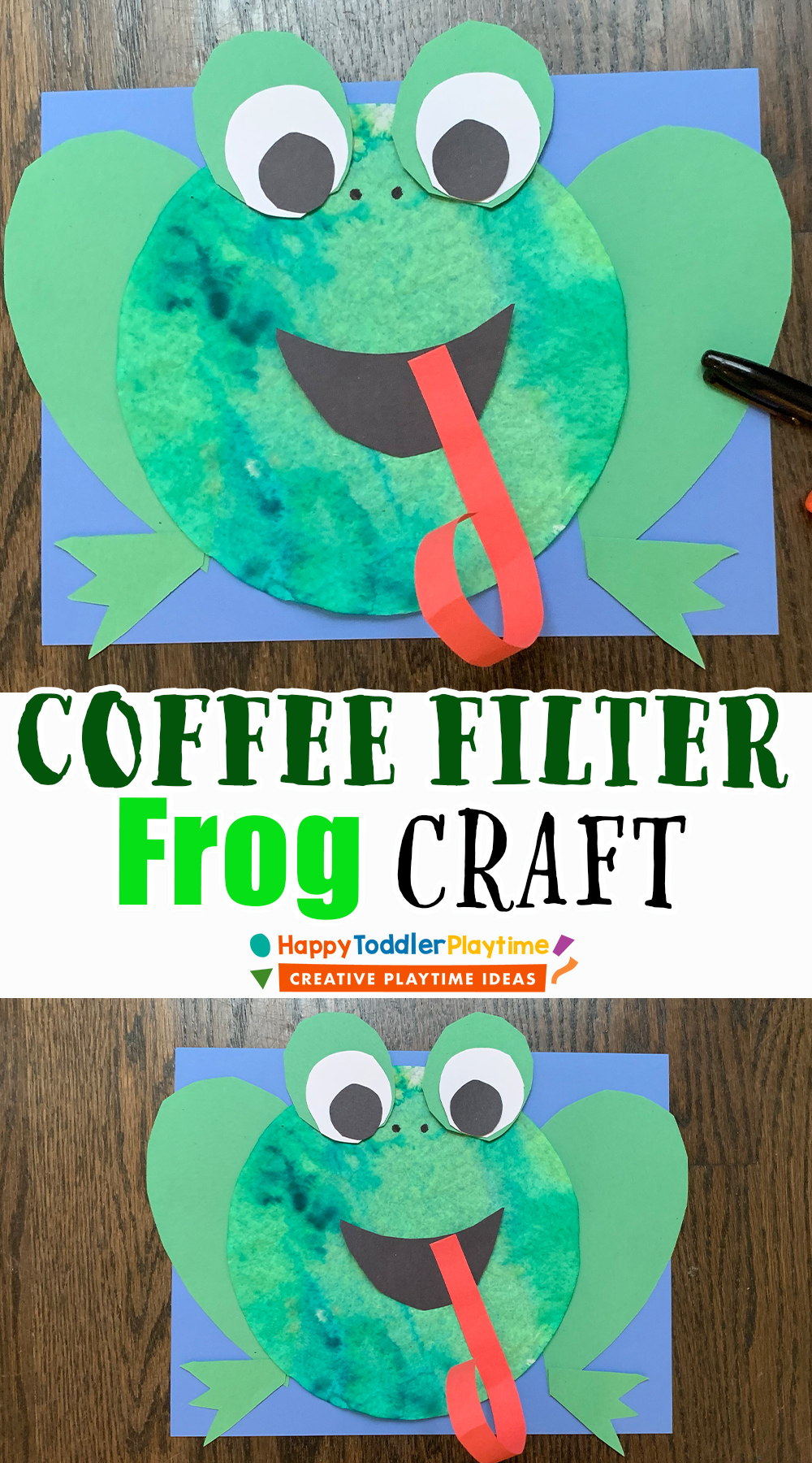 Coffee Filter Frog Craft - Happy Toddler Playtime