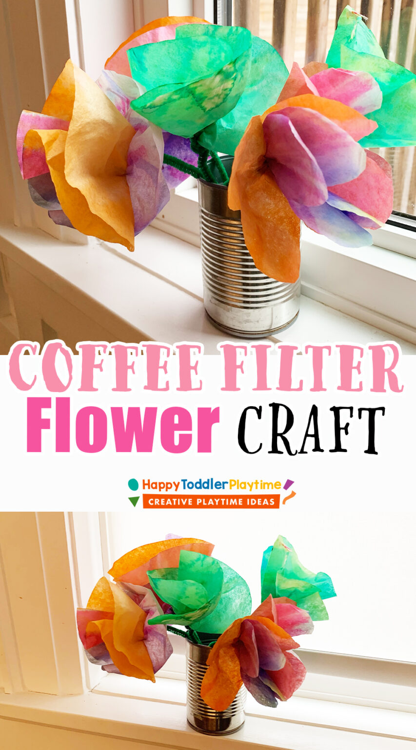 Coffee Filter Flower Craft - Happy Toddler Playtime