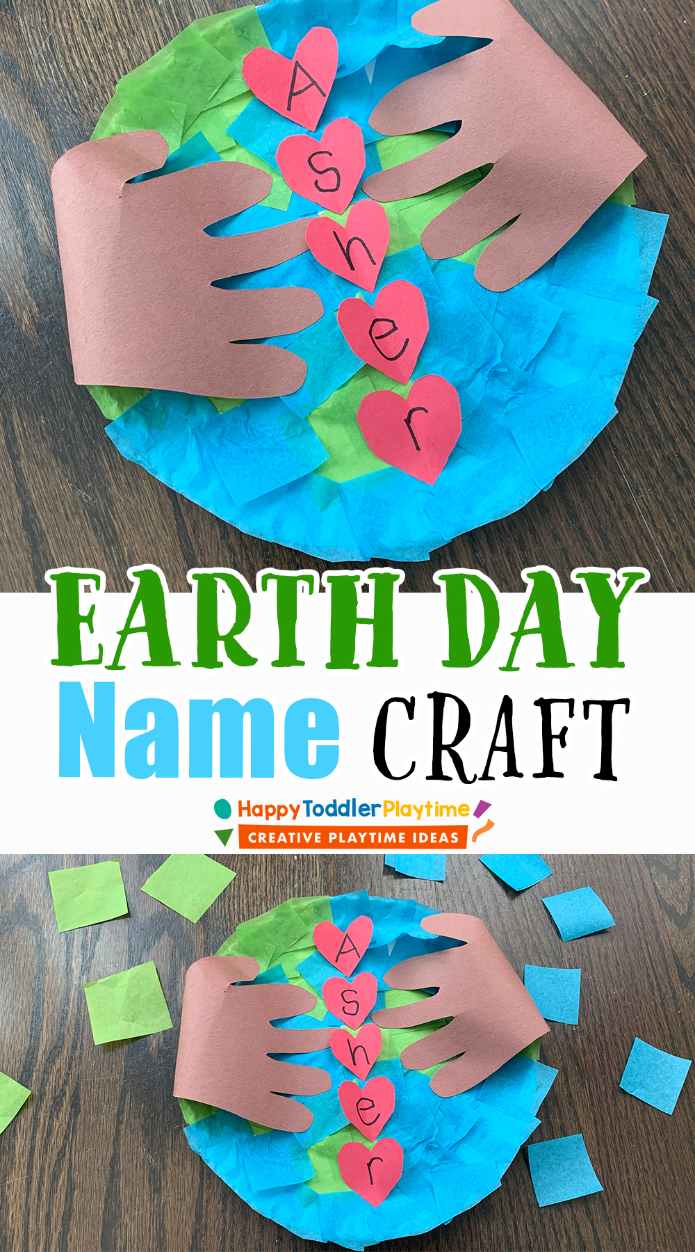 Earth Day Name Craft for Preschoolers - Happy Toddler Playtime