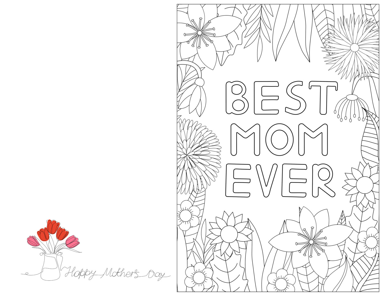 Free Printable Mother's Day Cards To Color and More For Kids - Happy ...
