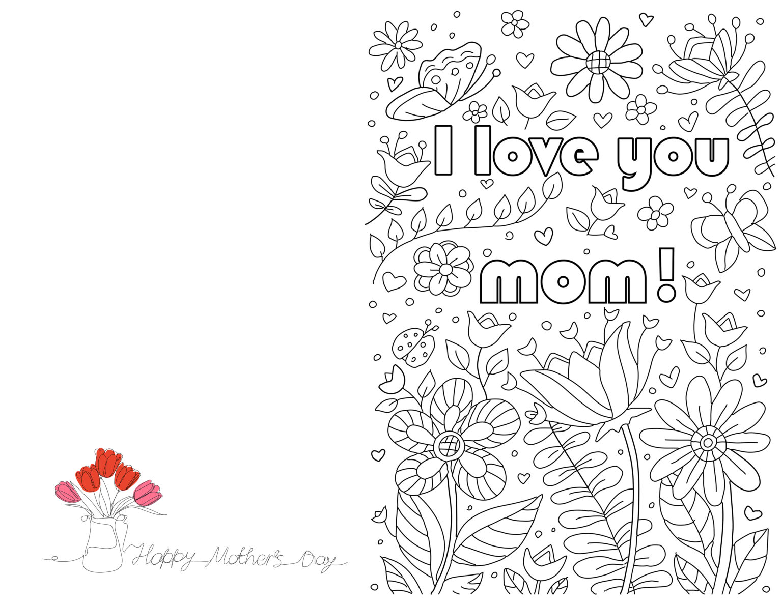 Free Printable Mother's Day Cards To Color and More For Kids - Happy ...