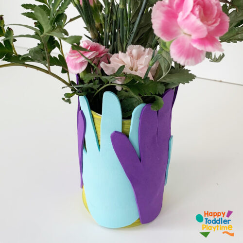 Handprint Flower Vase Craft for Mother's Day - Happy Toddler Playtime