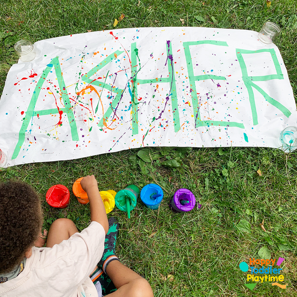 Splatter Painting: Easy Outdoor Art Activity - Happy Toddler Playtime